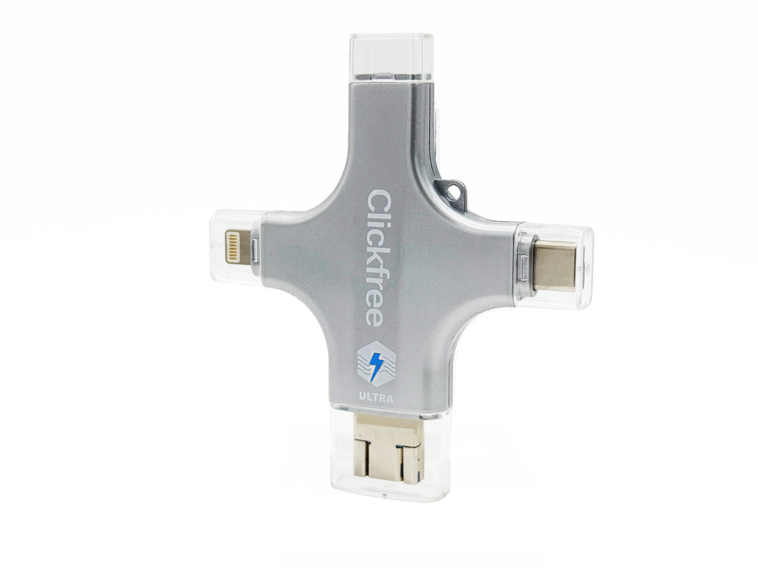 Clickfree Ultra 128GB Universal Photo & Video Backup Device with AI Ed